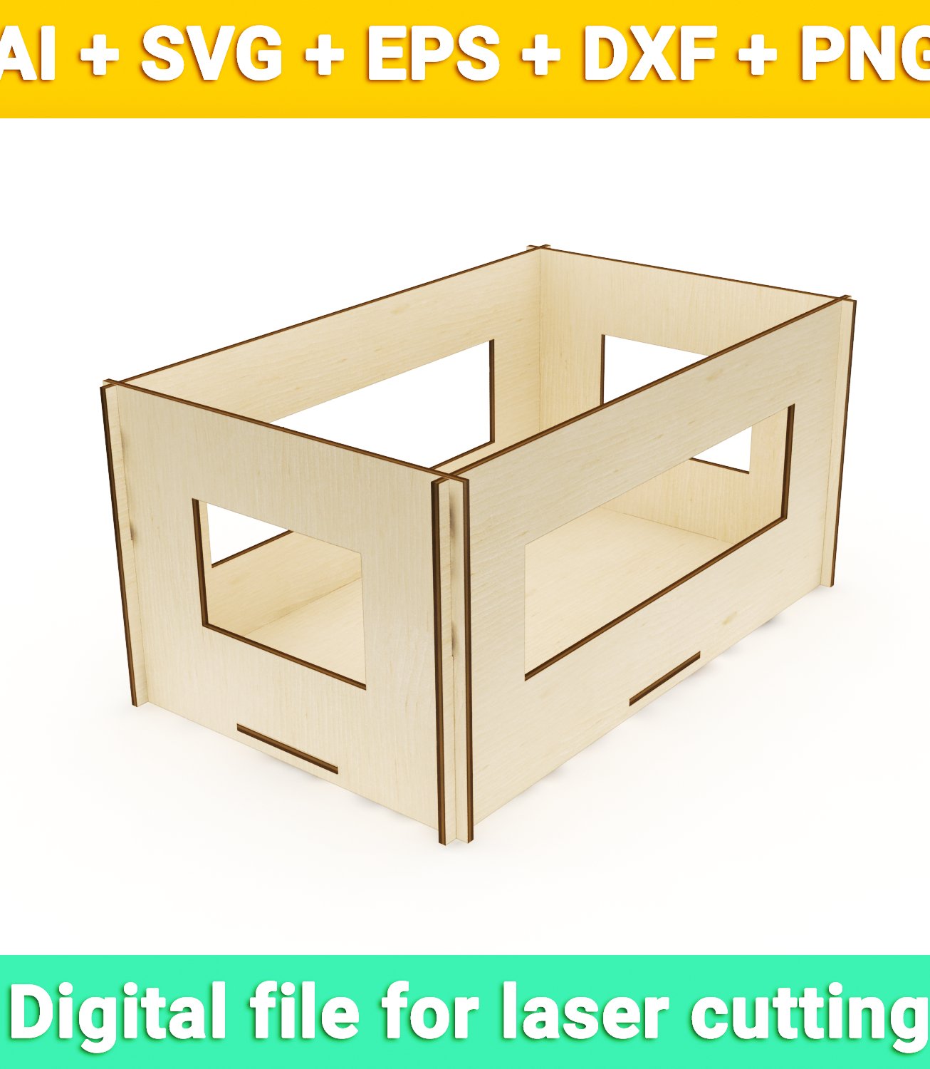 Slotted Drawer box vector for CNC svg vector file