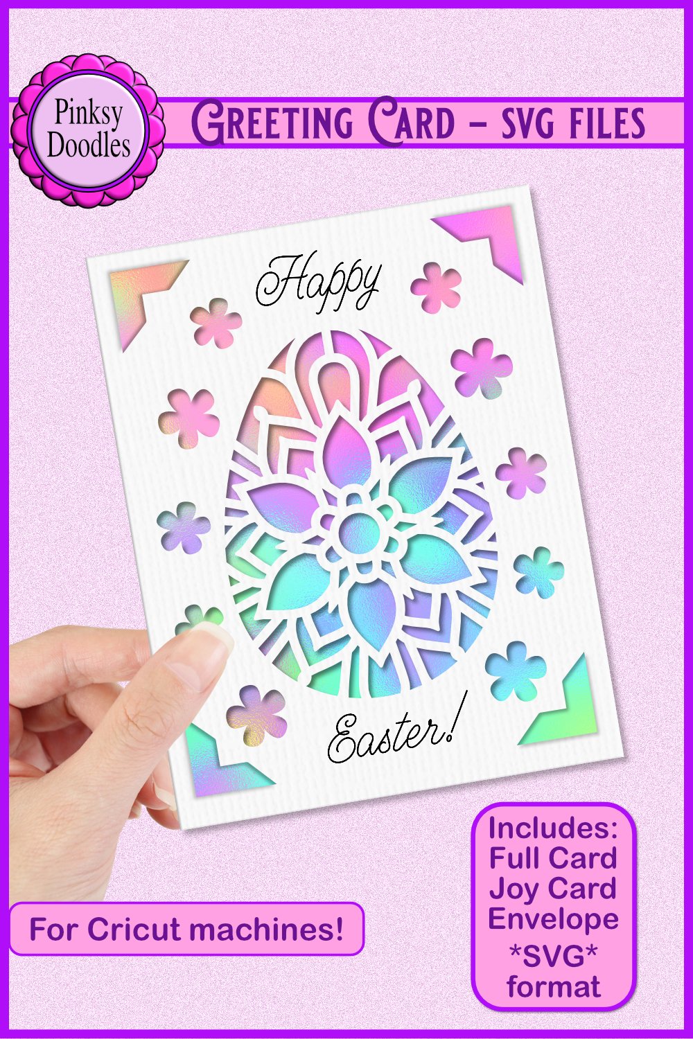 Easter card paper cut & draw svg for Cricut Joy and Maker