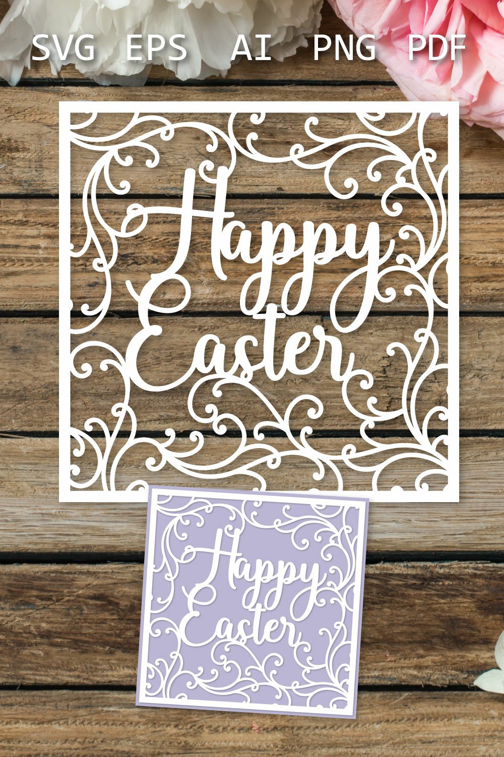 Happy Easter card, Easter paper cutting greeting card