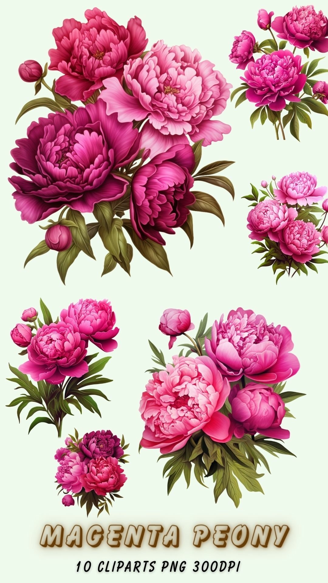 Magenta Peony Floral Sublimation Clipart | Bold Floral png