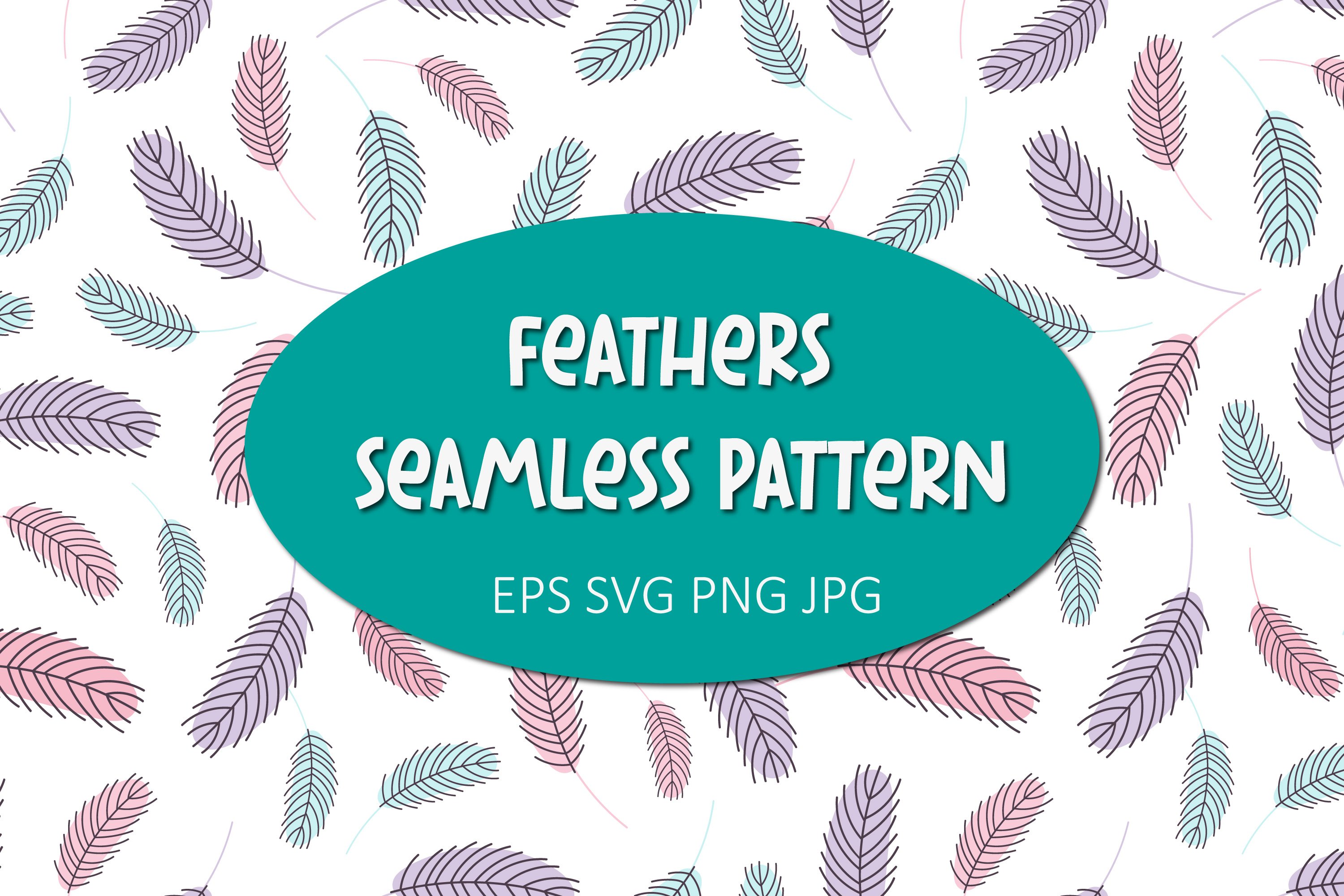 Feathers digital paper. Bohemian seamless pattern.