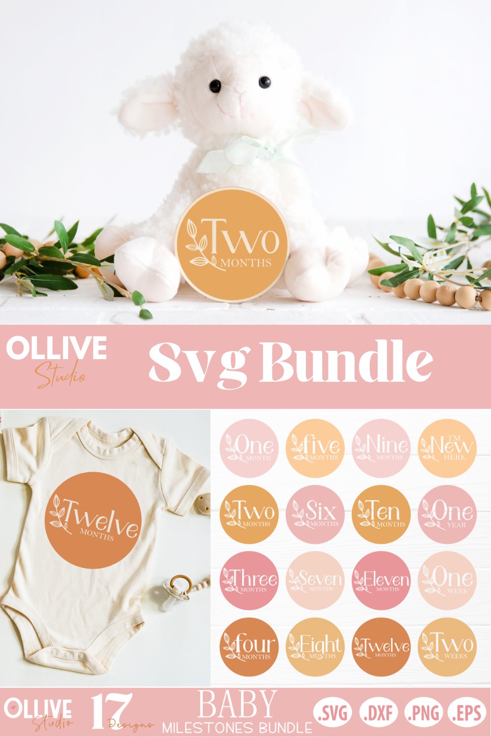 Baby Round Milestones Bundle | Baby Milestones SVG