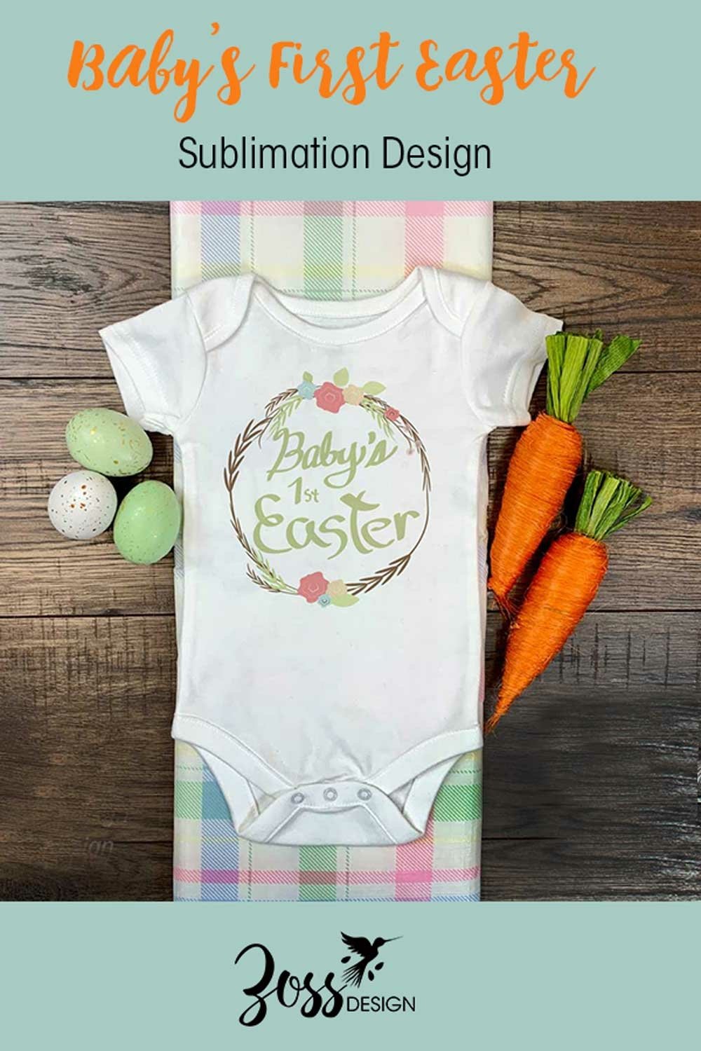Baby's First Easter floral wreath Sublimation design