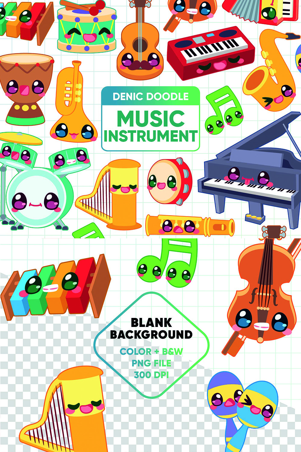 Cute Musical Instrument Clipart - Adorable and Playful Music