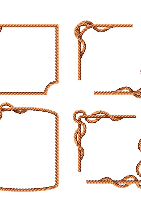 Rope frames. Hemp thread square and round borders, curved na