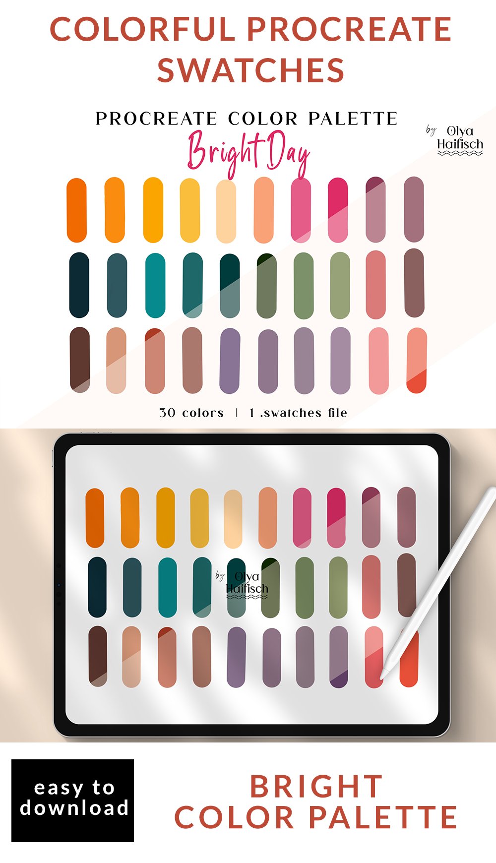 Bright Procreate Color Palette Colorful Procreate Swatches