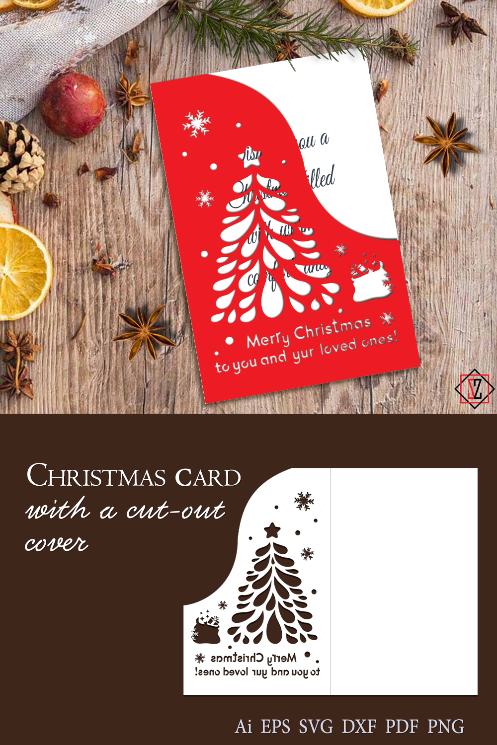 Christmas card with a cut-out cover