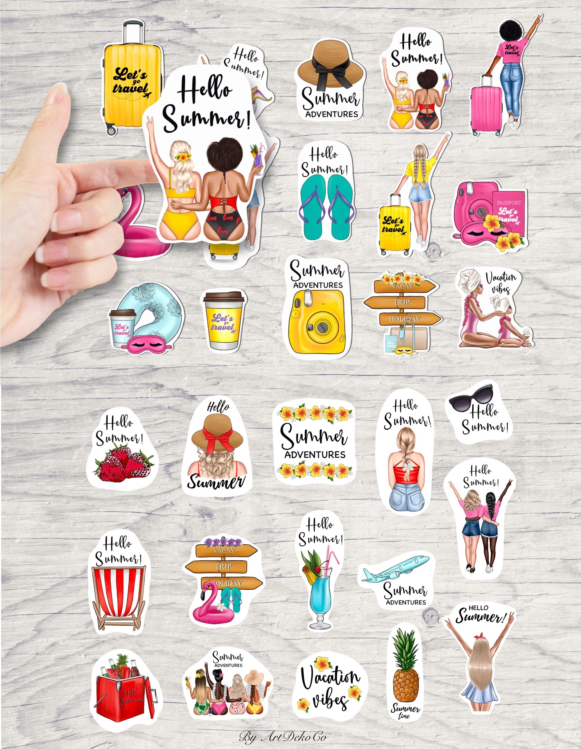 Summer stickers, print and digital print set - Mega Bundle