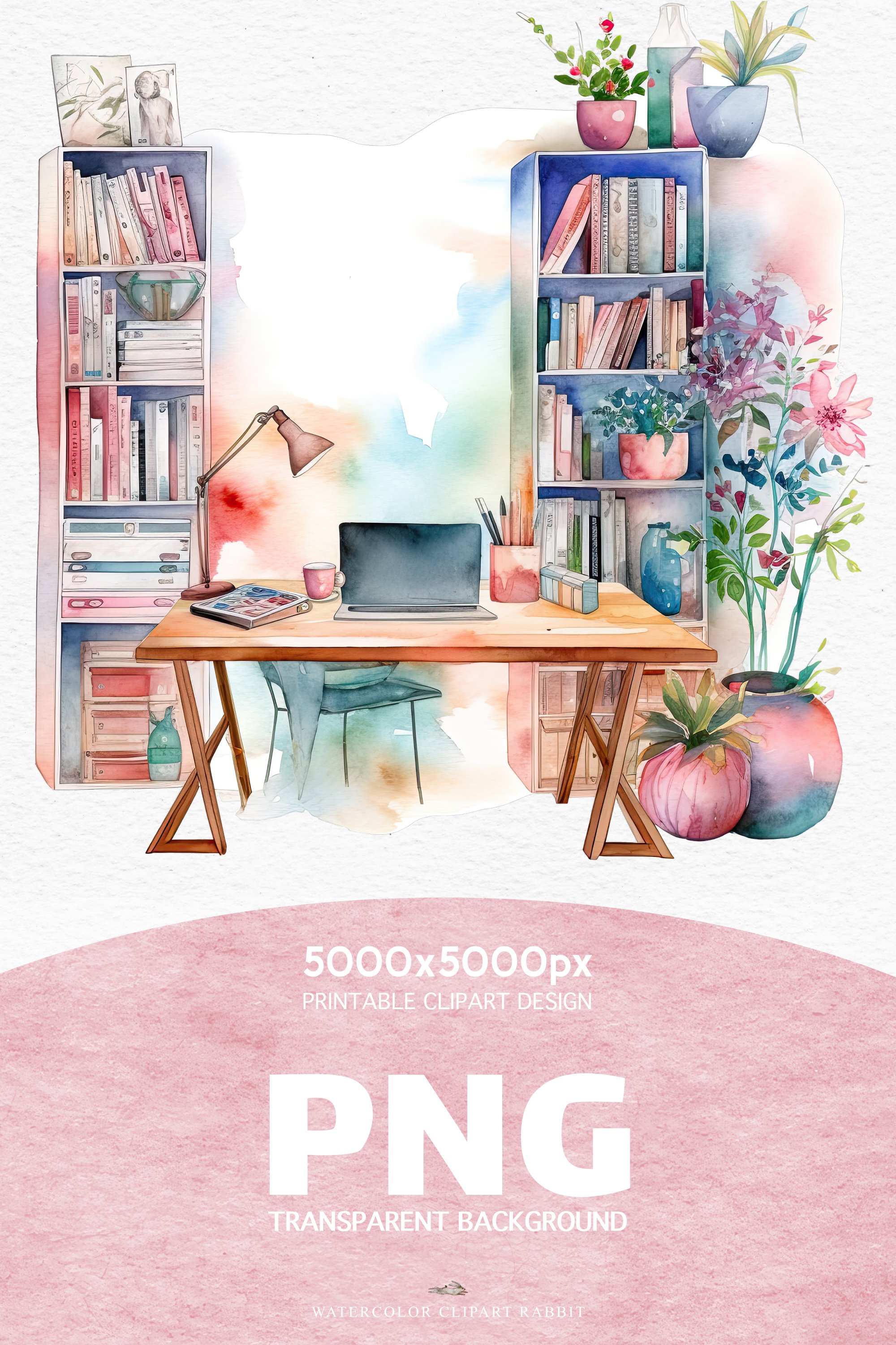 Pink Study Corner Clipart Artist Workspace PNG Scrapbooking