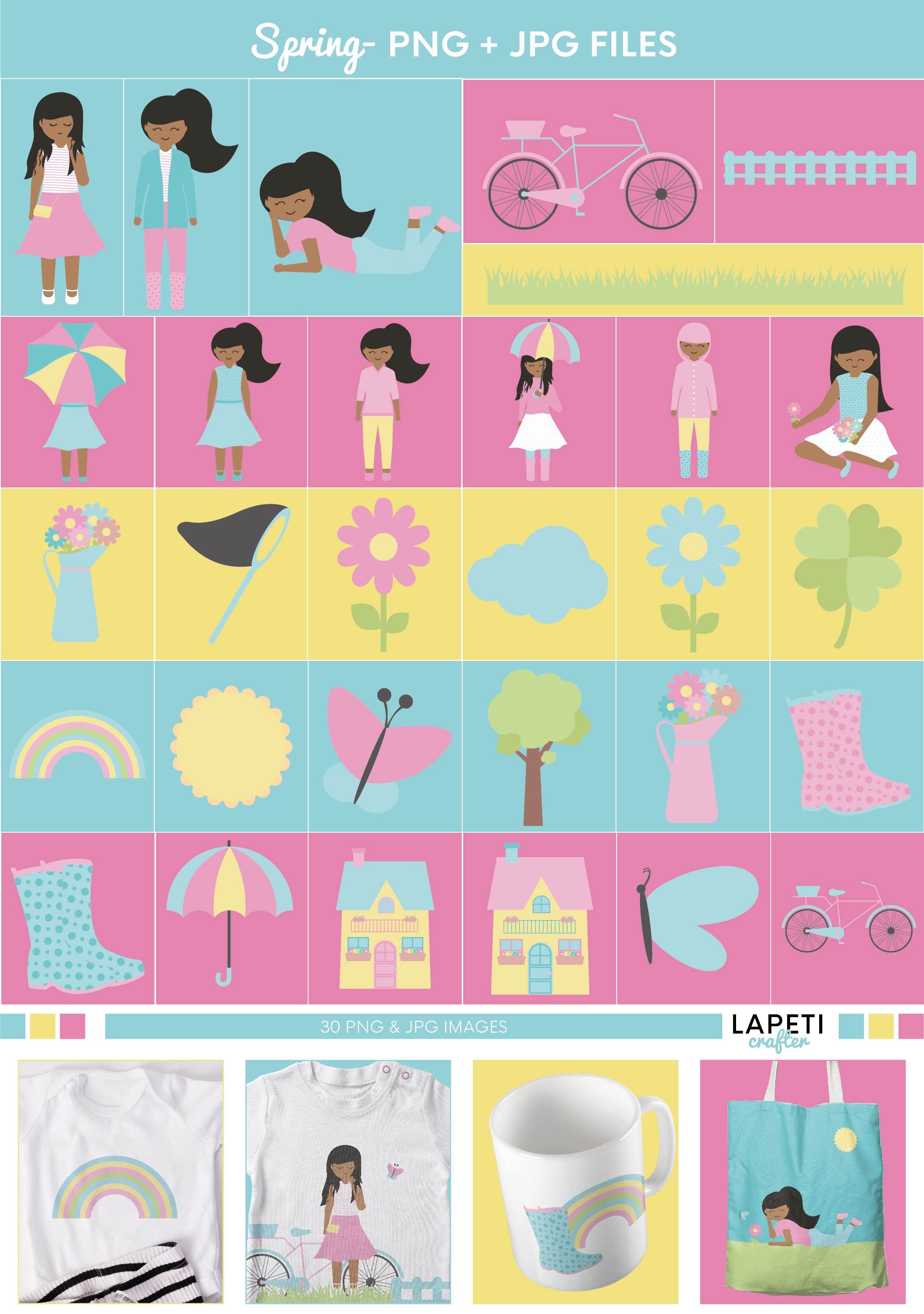 Spring girls clipart | spring illustrations for sublimation (1199716 ...