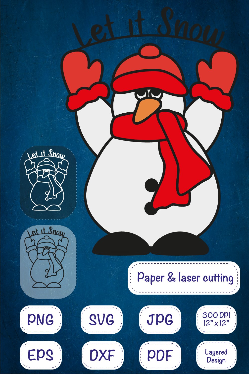 Snowman SVG Snowman Clipart Cut file Layered Design.