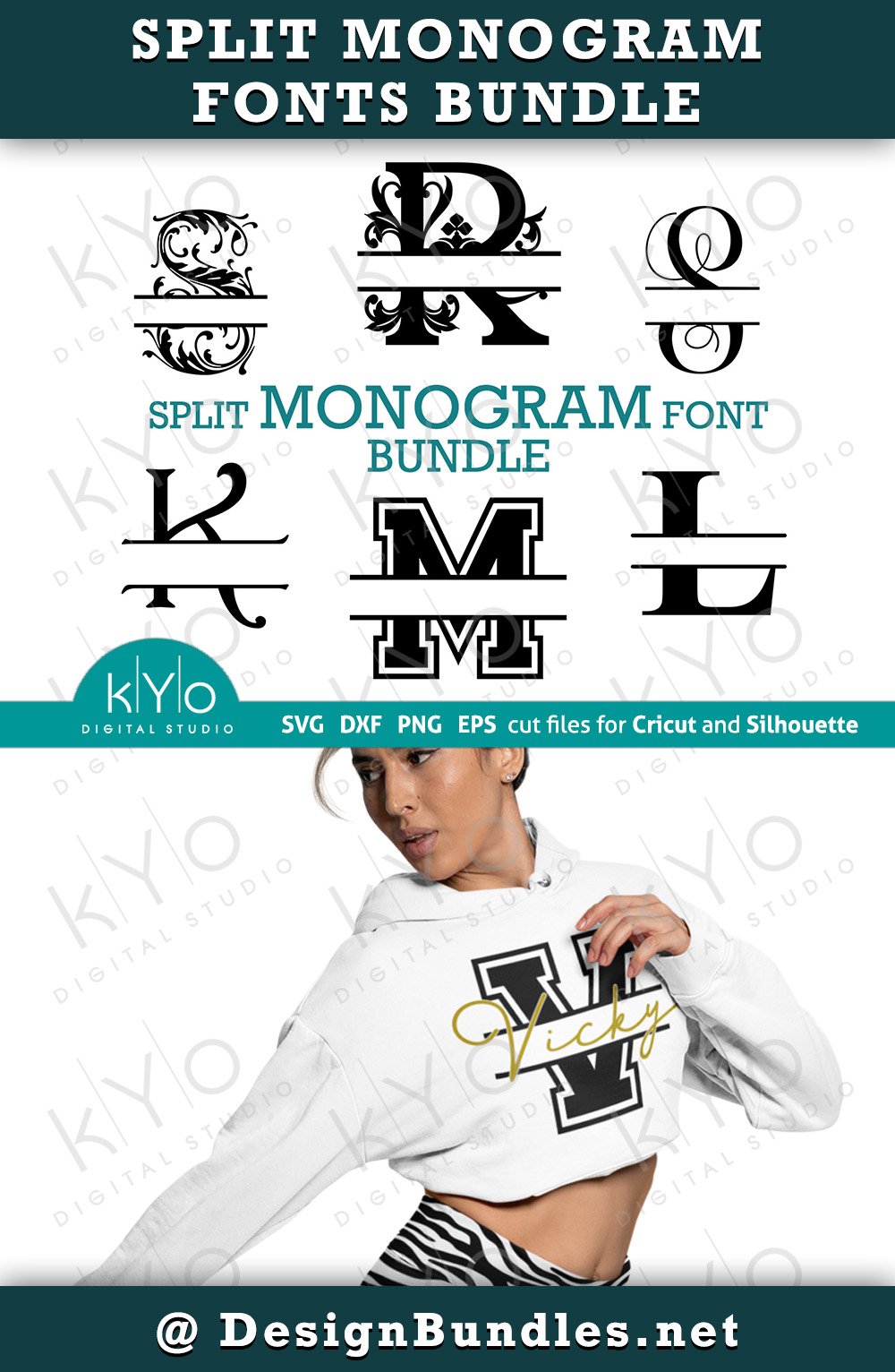 Split Monogram Fonts Bundle Svg Cut Files