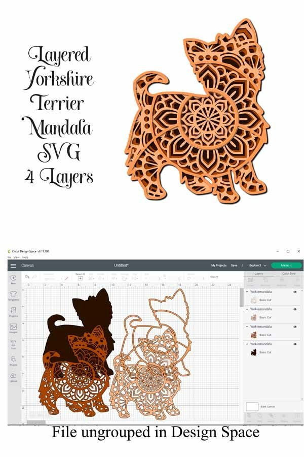 Yorkshire Terrier Layered Mandala SVG