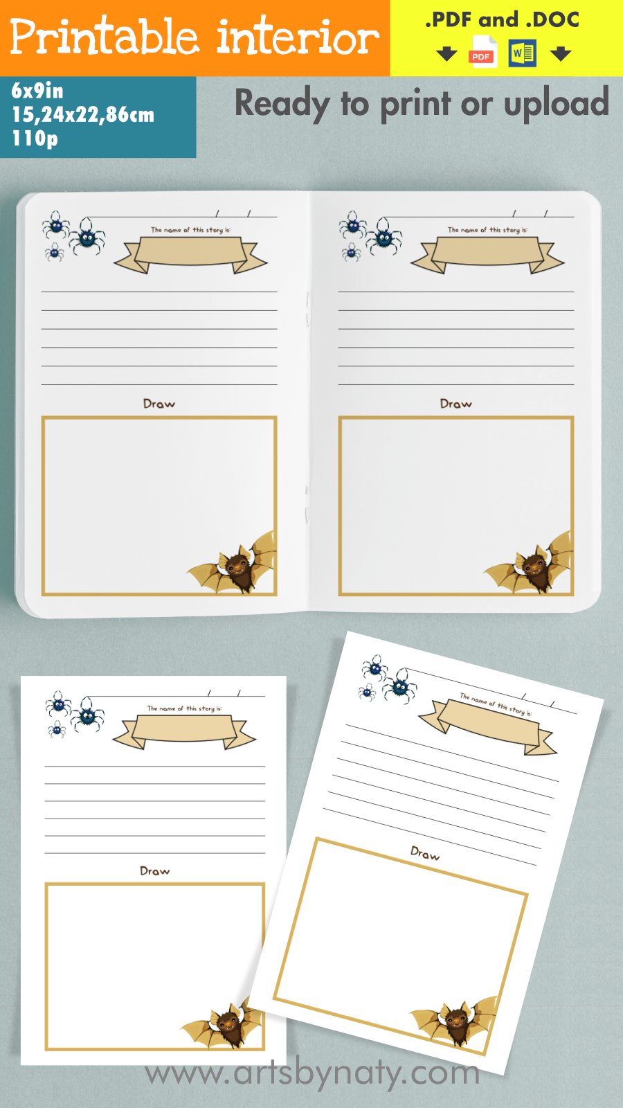 Write and draw a Halloween story printable journal for kids