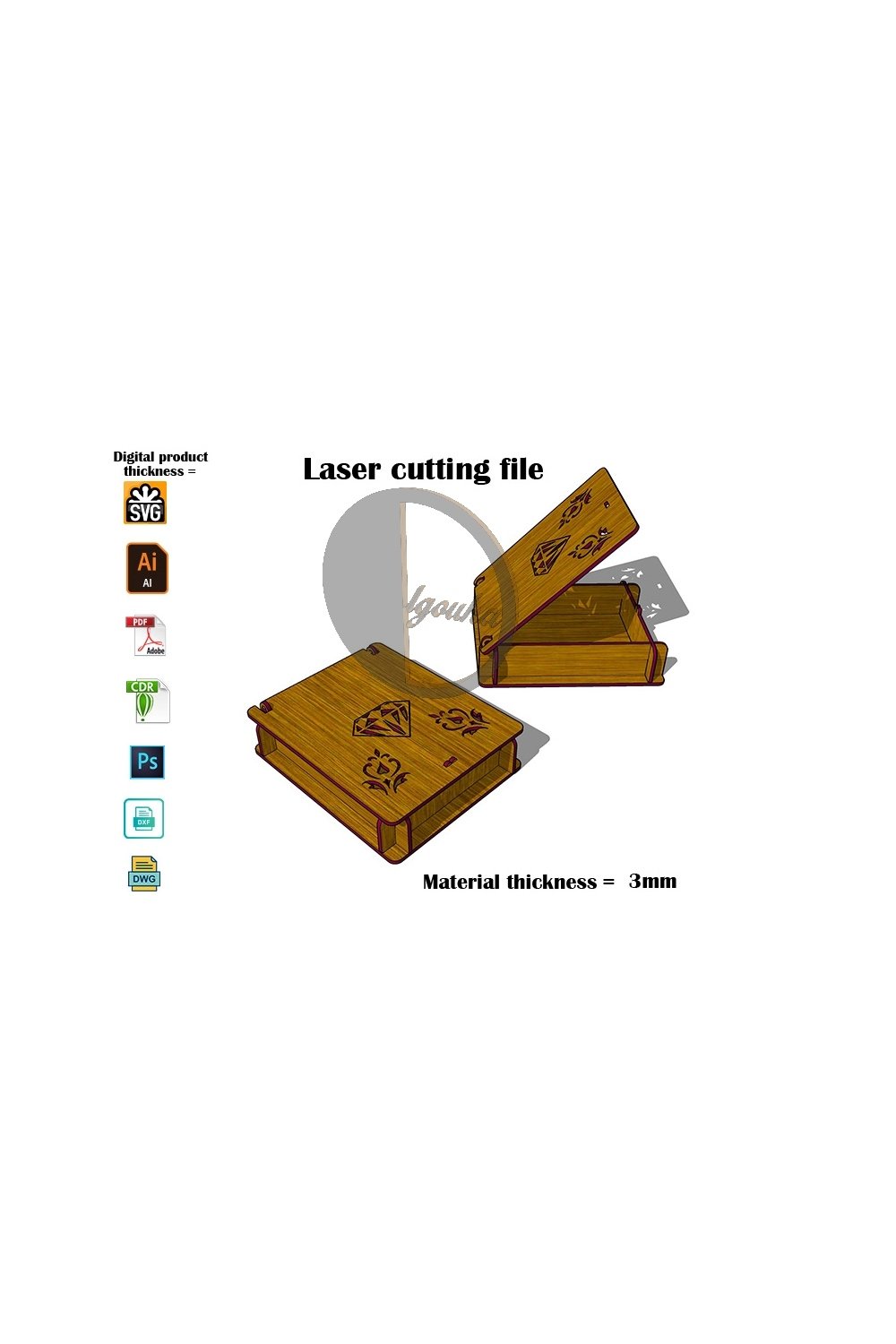 Jewelry Box SVG 3mm - Laser Cutting File