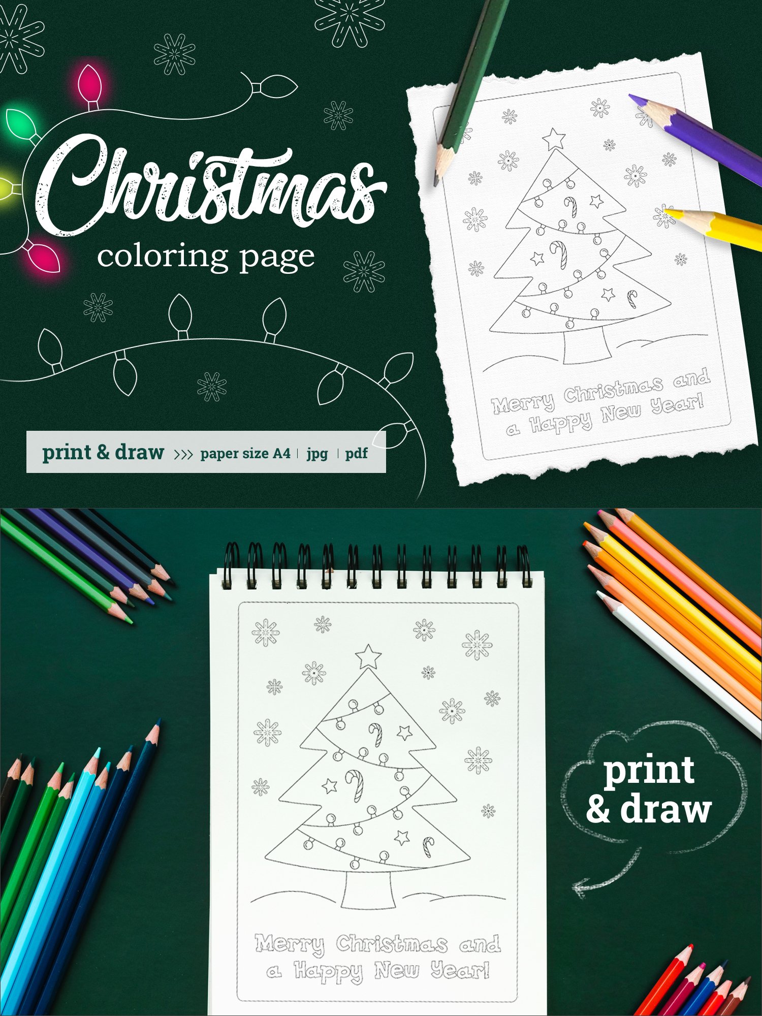 Christmas Tree Coloring Page. Activity Page for KIDS.