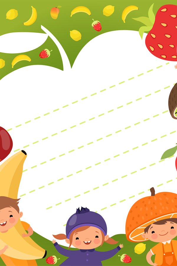 Kids menu template. Colored background with illustrations of