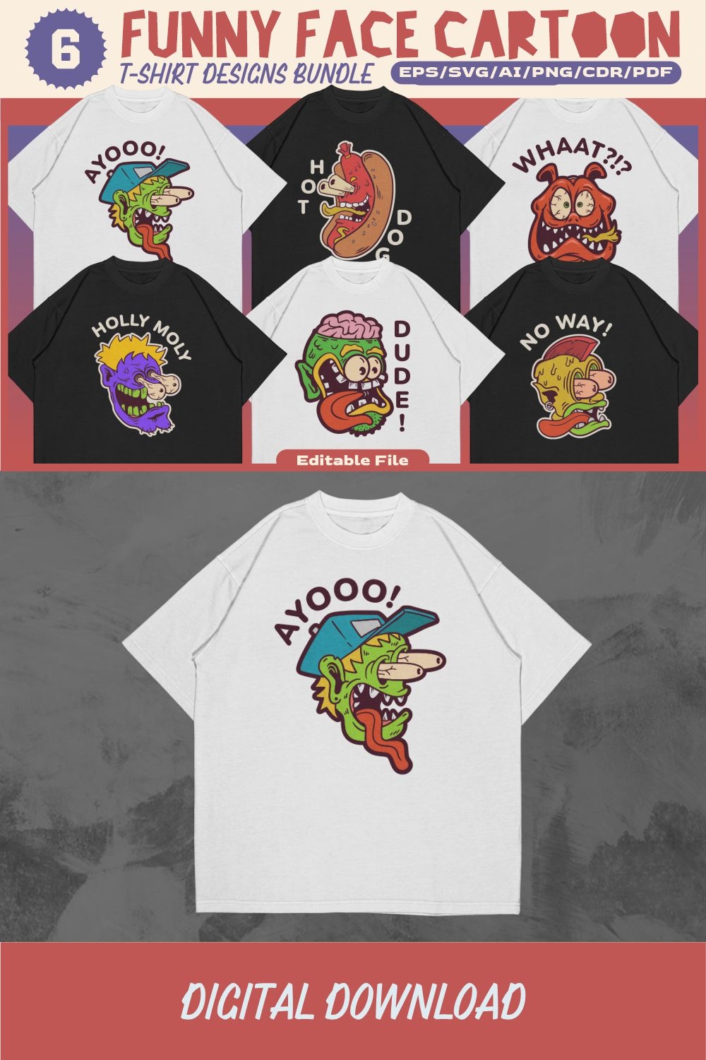Funny Cartoon T-shirt Design Bundle