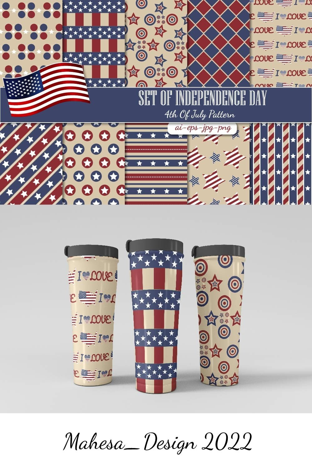 Set Of Independence Day - $th Of July Pattern