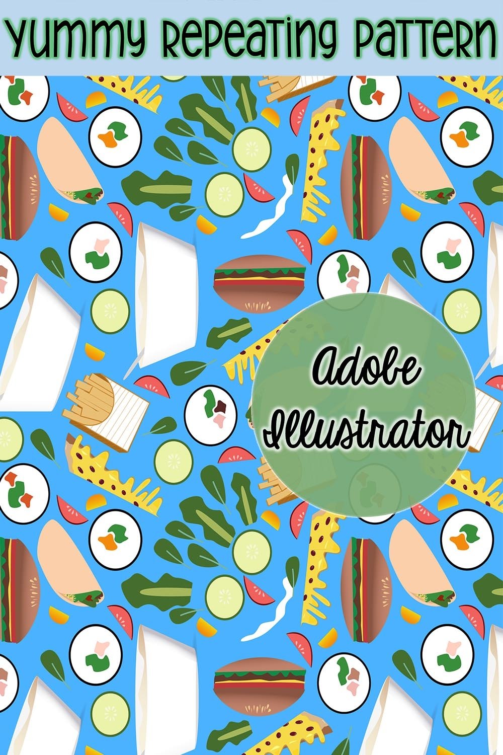 Yummy Food digital elements and repeating pattern