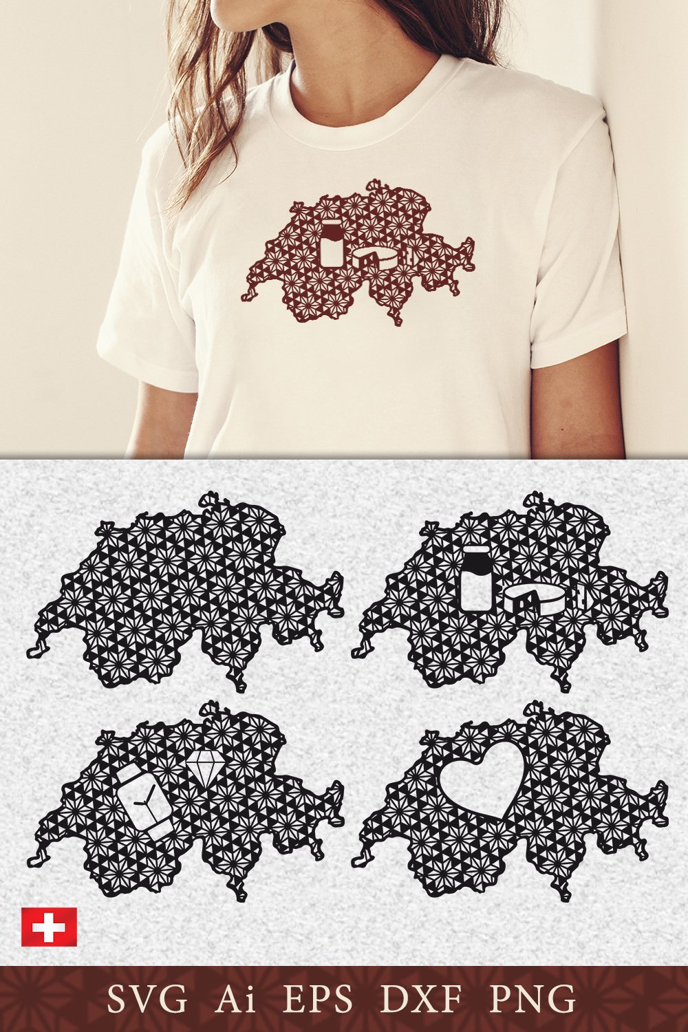 Silhouette of Switzerland with pattern