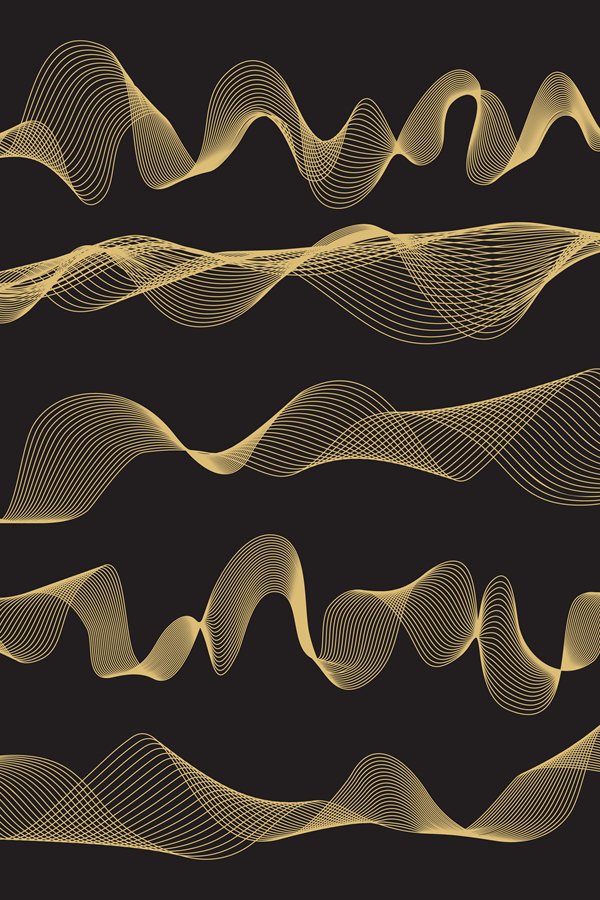 Abstract waves vector set on black background (900281) | Illustrations ...
