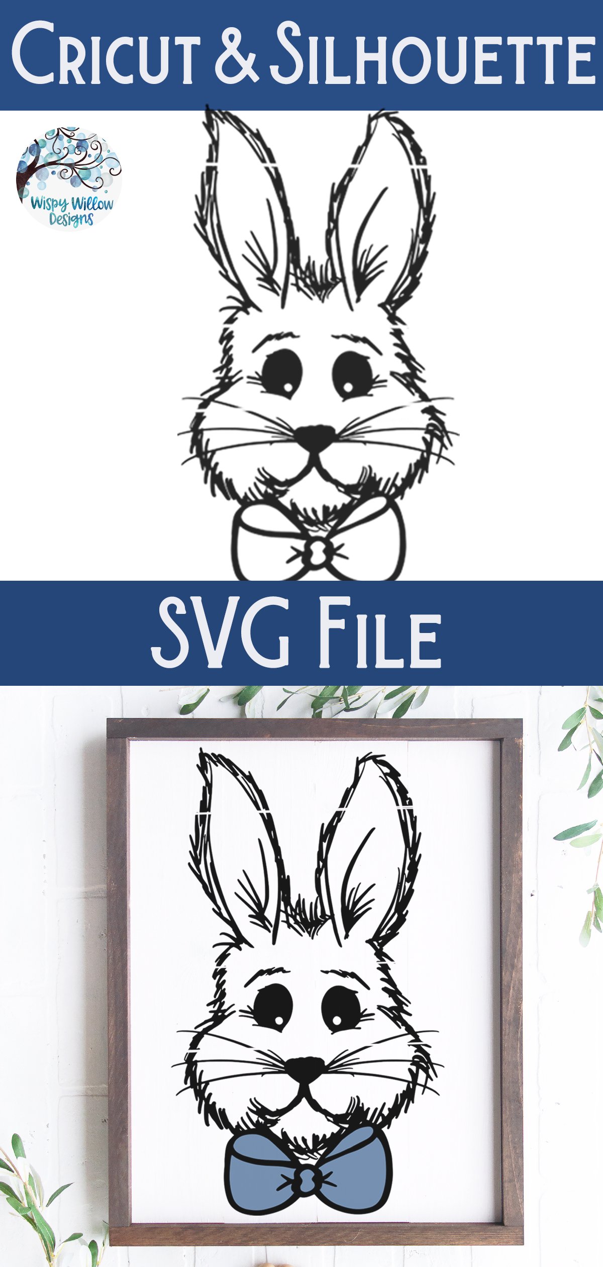 Easter Bunny Rabbit with Bow Tie SVG