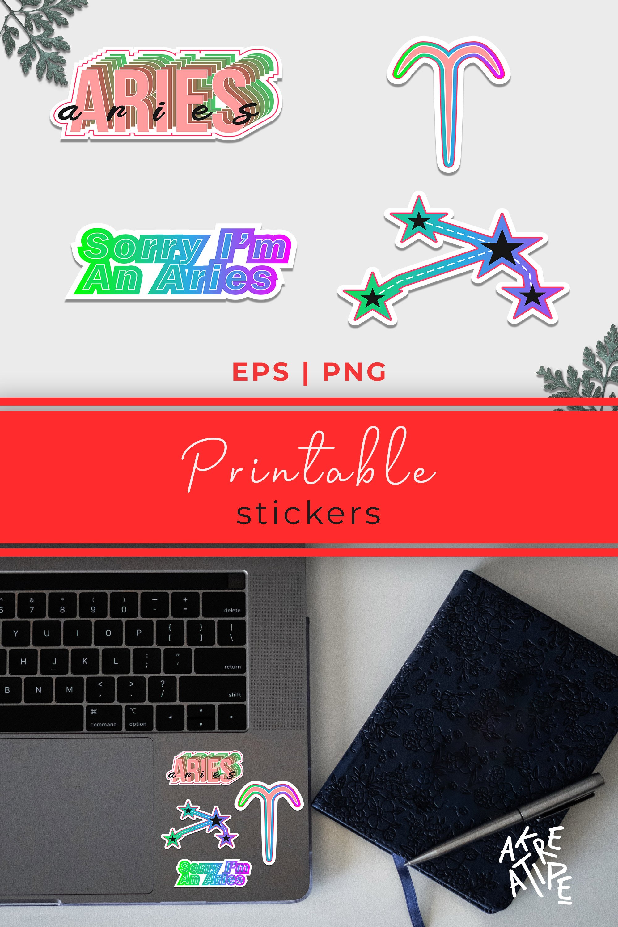 Aries Zodiac Stickers PNGs | Printable Stickers Bundle PNGs