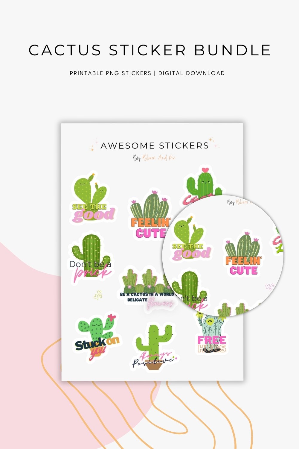 Digital Cactus Stickers | Printable Sticker Set
