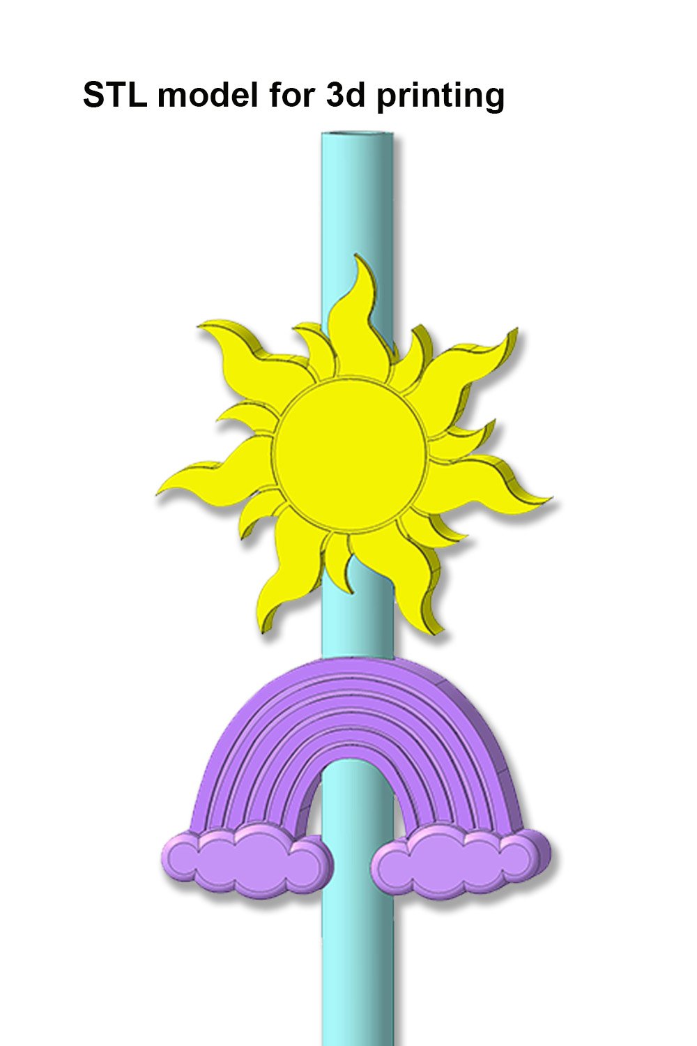 Rainbow, Sun Straw Toppers Stl Files for 3d printing.