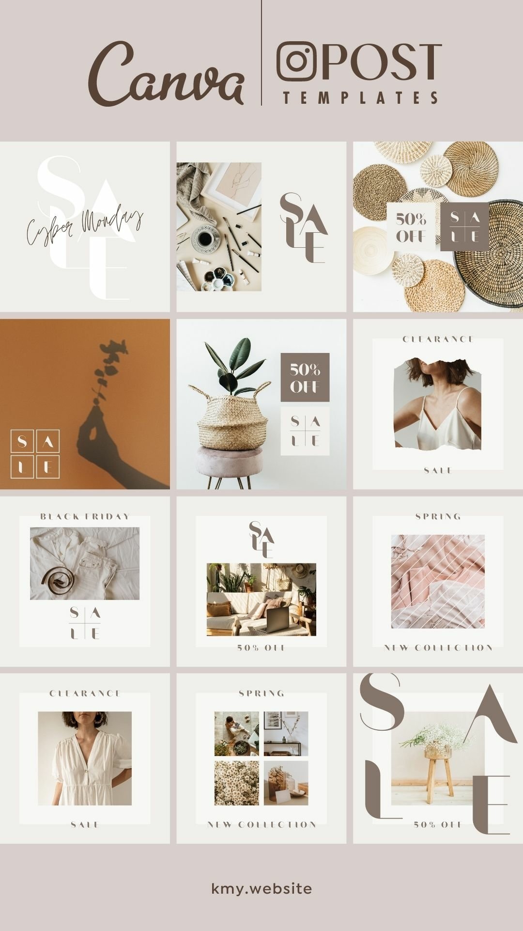 Instagram Template Canva Sales Promo Beige Animated Pack