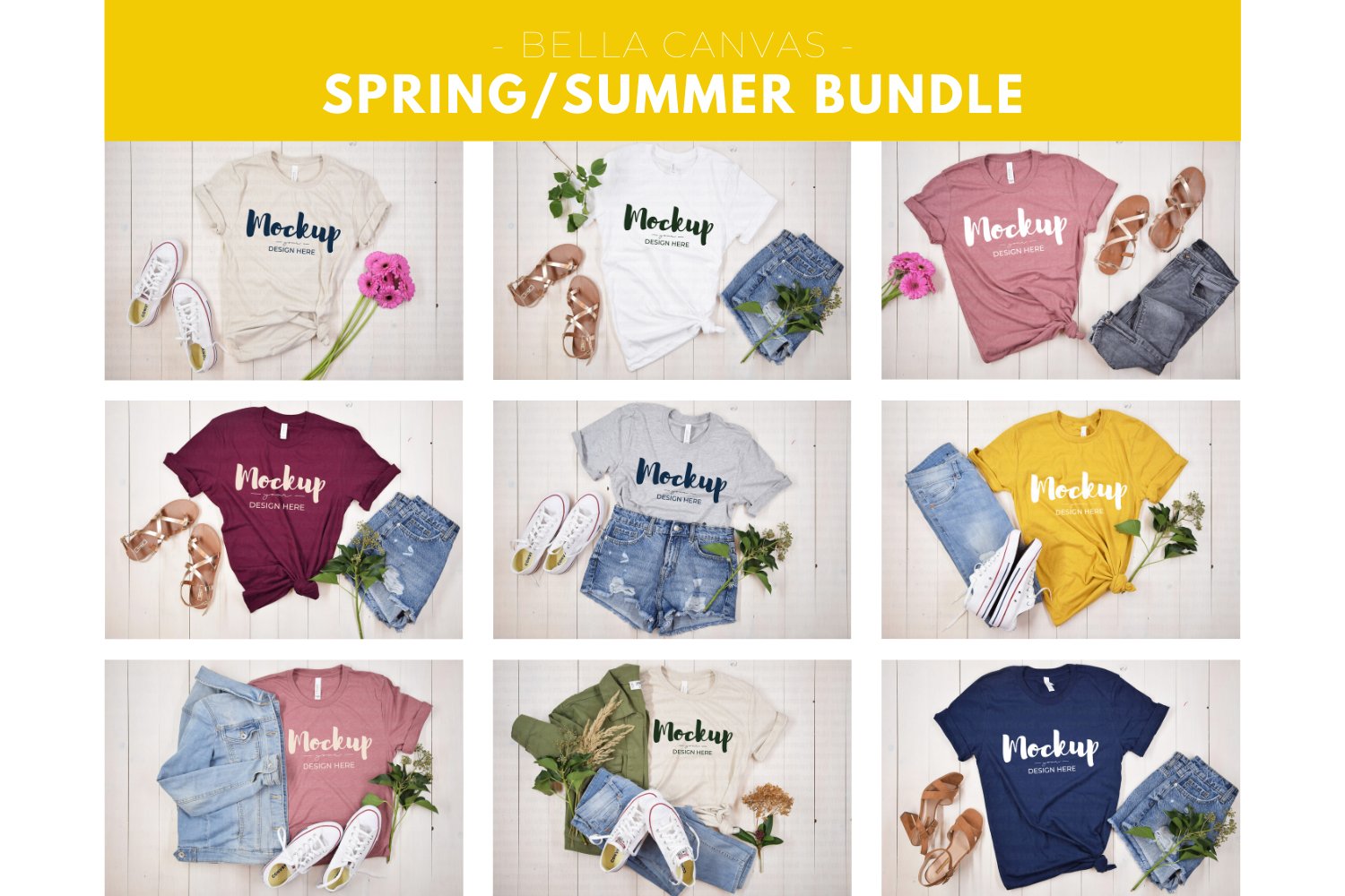 Spring/Summer Mockup Bundle, Tshirt Mock up Bundle