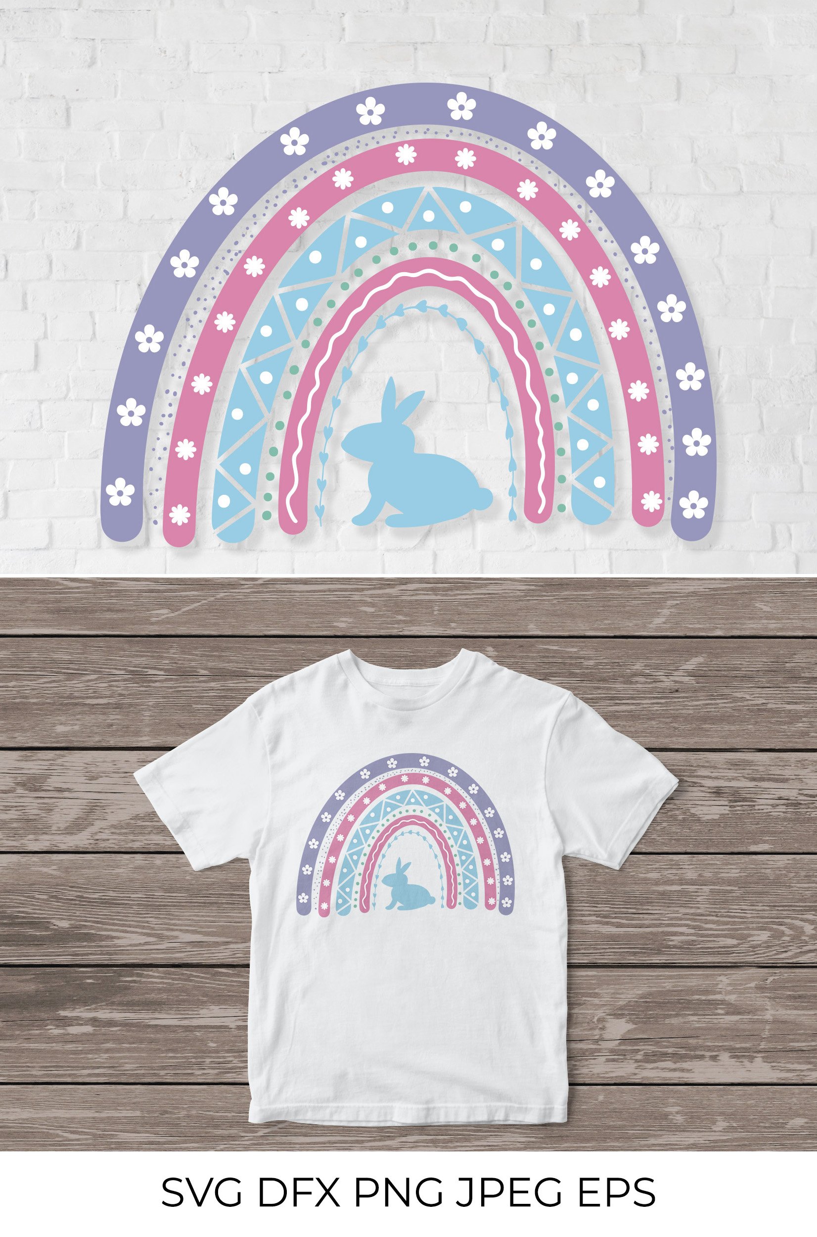 Cute Easter Rainbow SVG. Boho Rainbow Clipart Sublimation