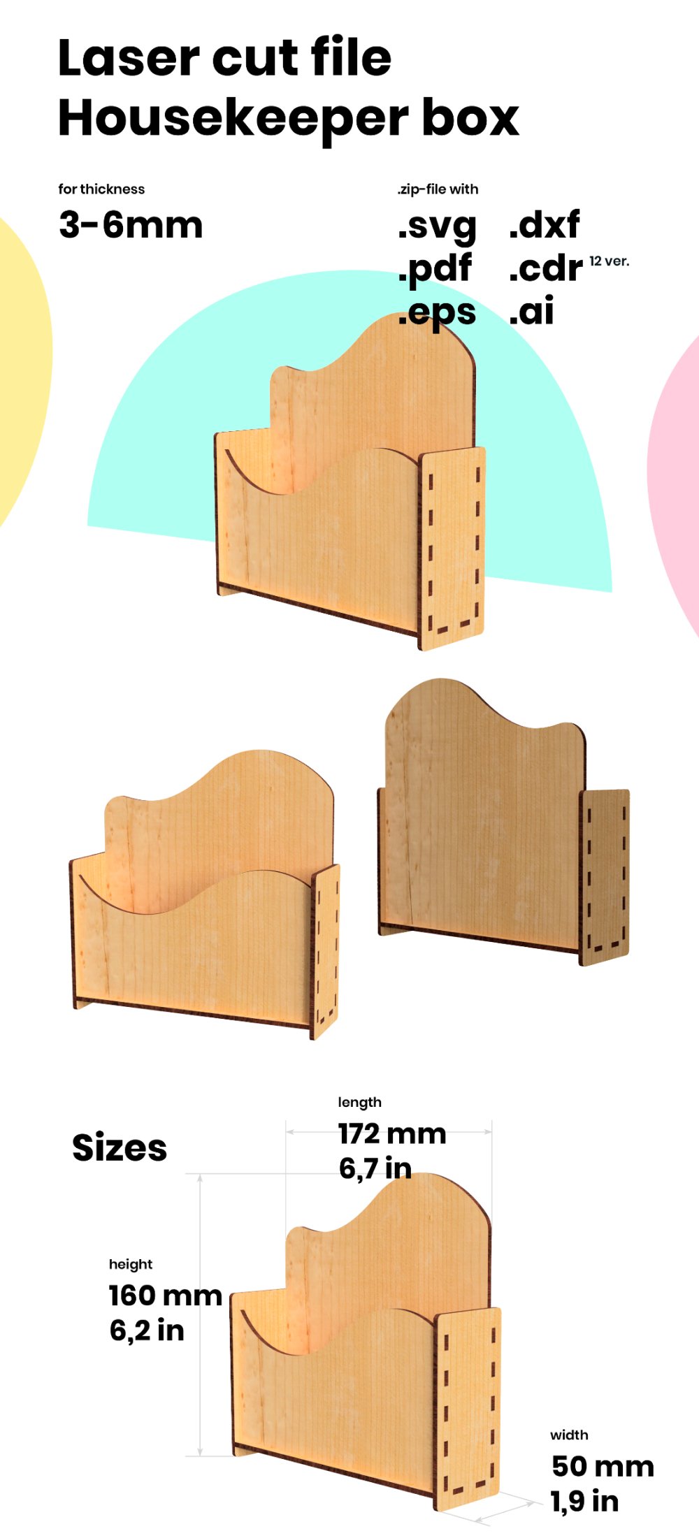 Housekeeper box svg Laser cut file Housekeeping organization