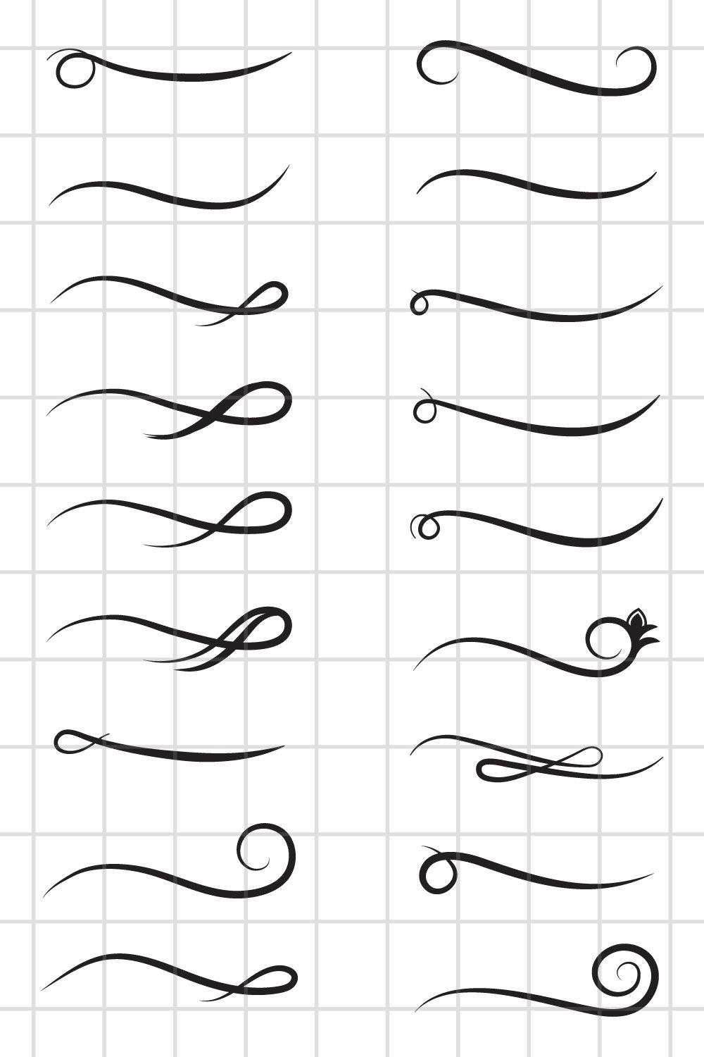 Hand drawn curly, Swishes, swashes, swoops, Cut File, SVG.