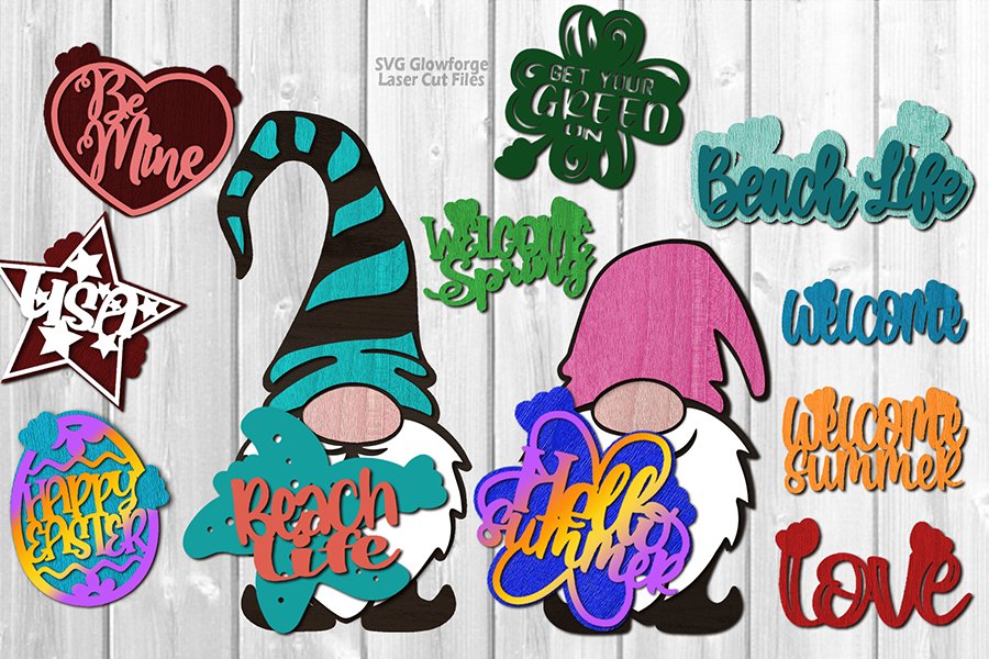 Interchangeable Gnome SVG Bundle | Gnome Laser Cut Files