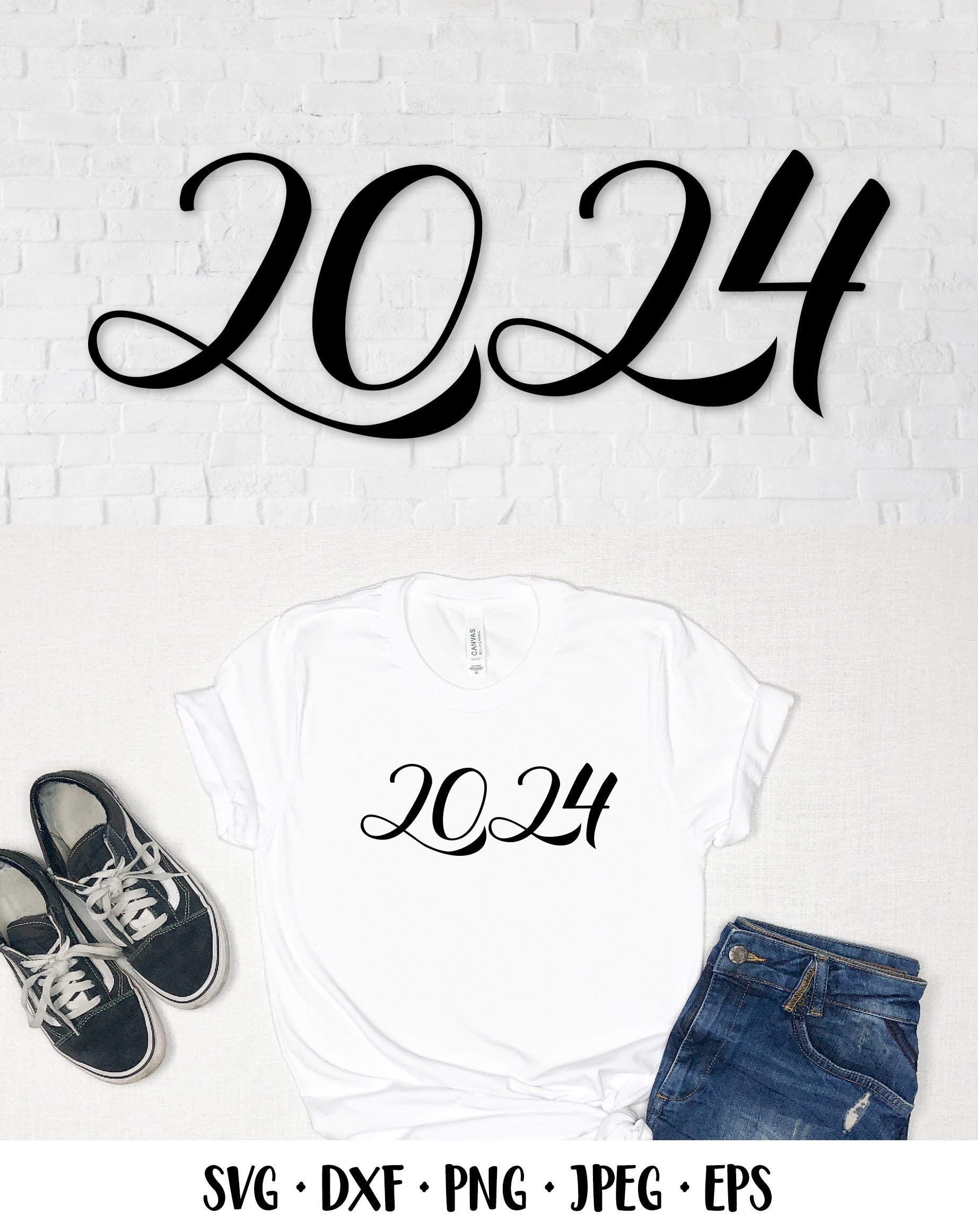 2024 hand lettered numbers SVG. New Year