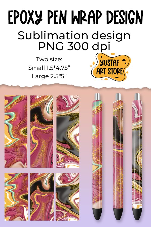 6 design epoxy pen wrap sunflower and butterfly