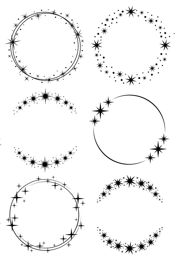 Stardust frames. Shiny star circle frame, SVG (988291)