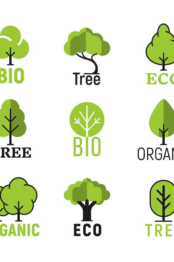 Vector tree organic eco bio logo set