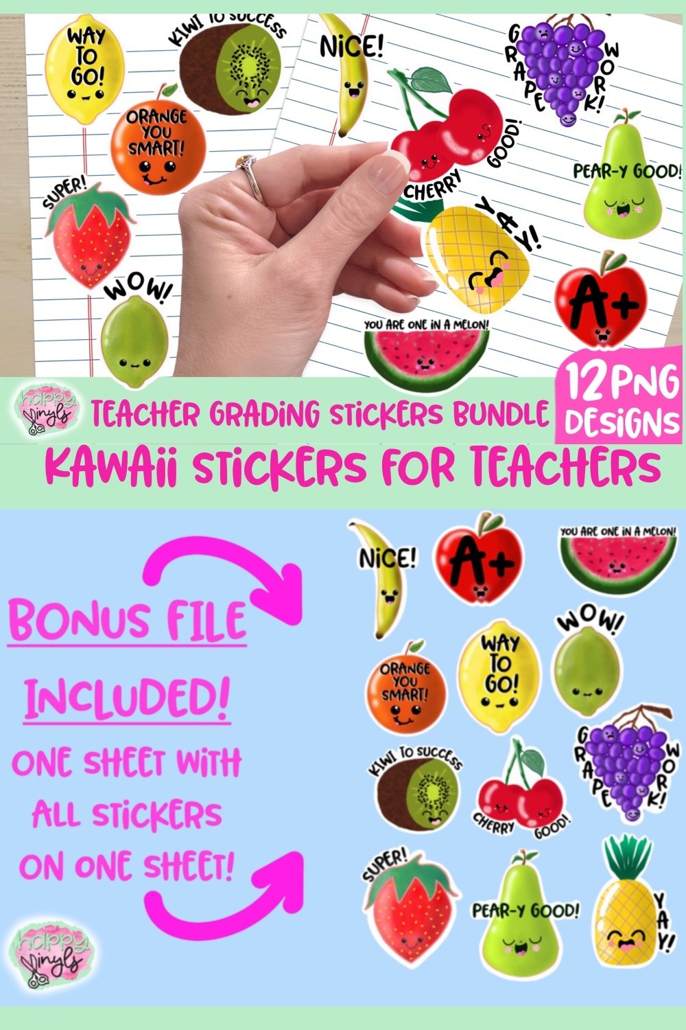Teacher Grading Stickers PNG Bundle - A Sticker Bundle