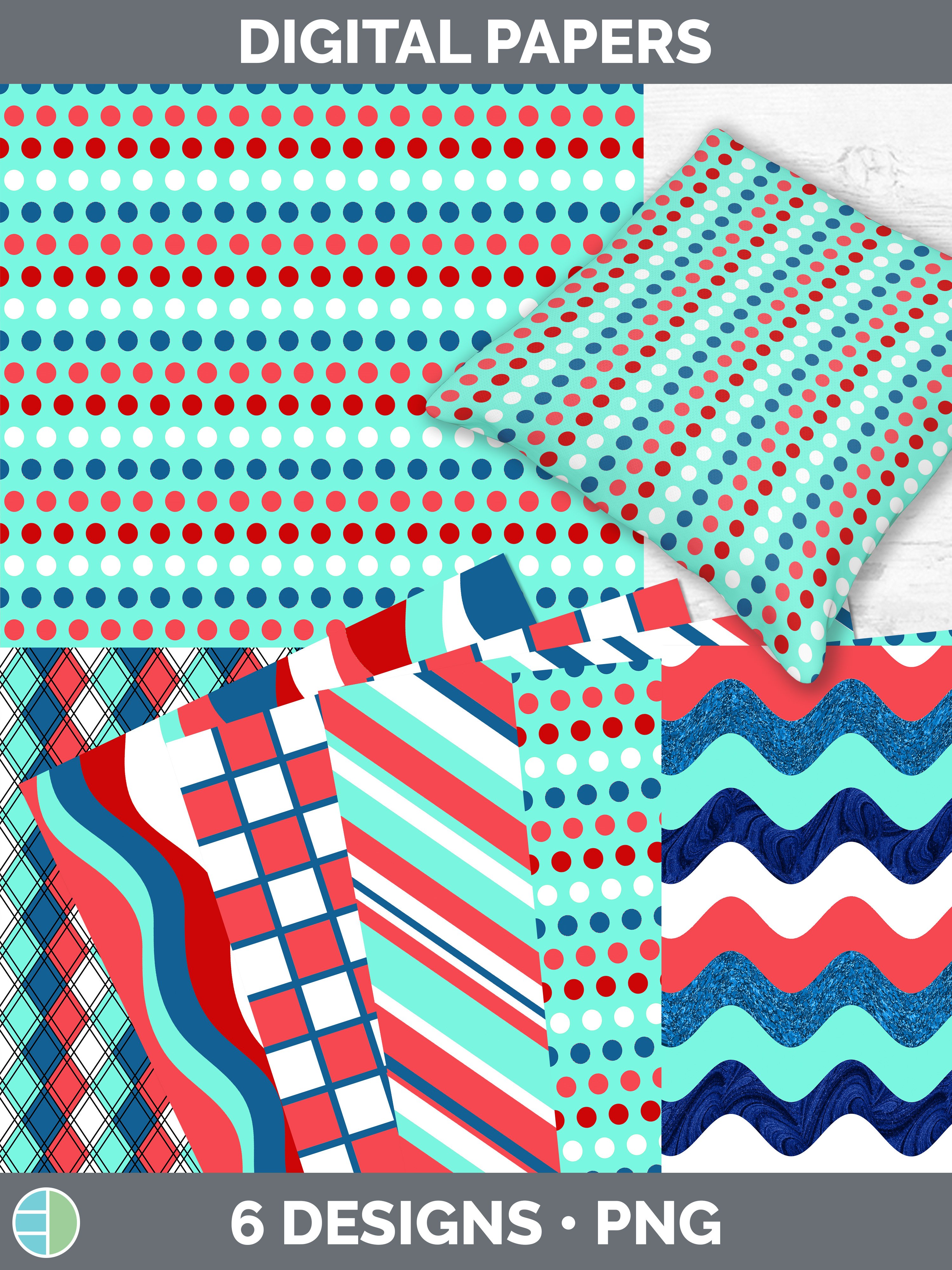 Patriotic Backgrounds | 4th of July Digital Scrapbook Papers