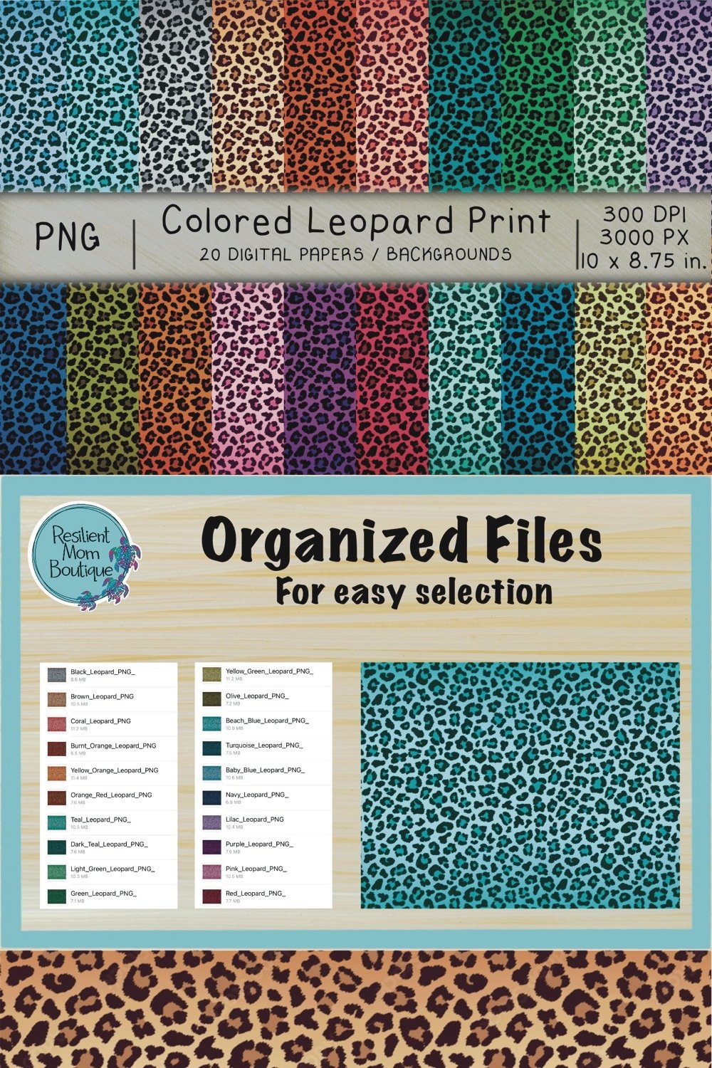 Colored Leopard Print Paper Pack 20 Variations High Res PNG