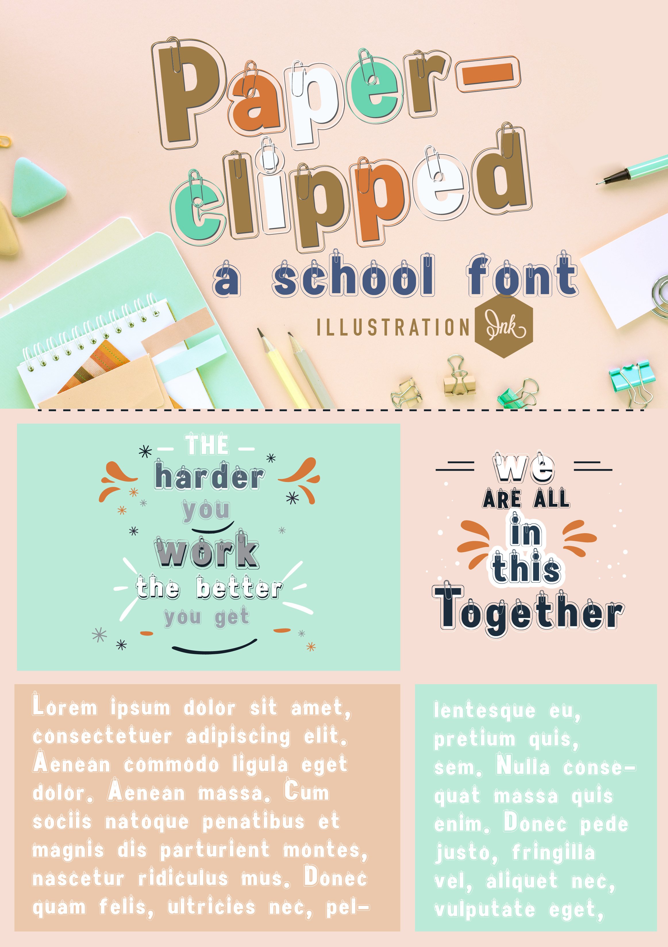 Hand-crafted, youthful school font for teachers and students