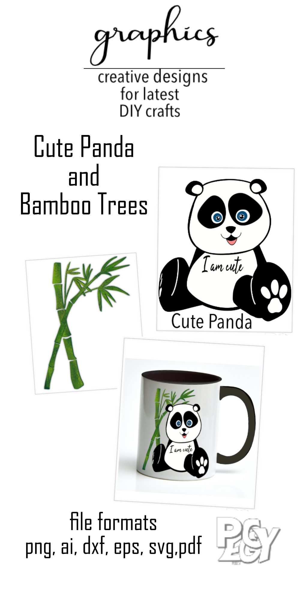 Cute Panda and Bamboo Clipart