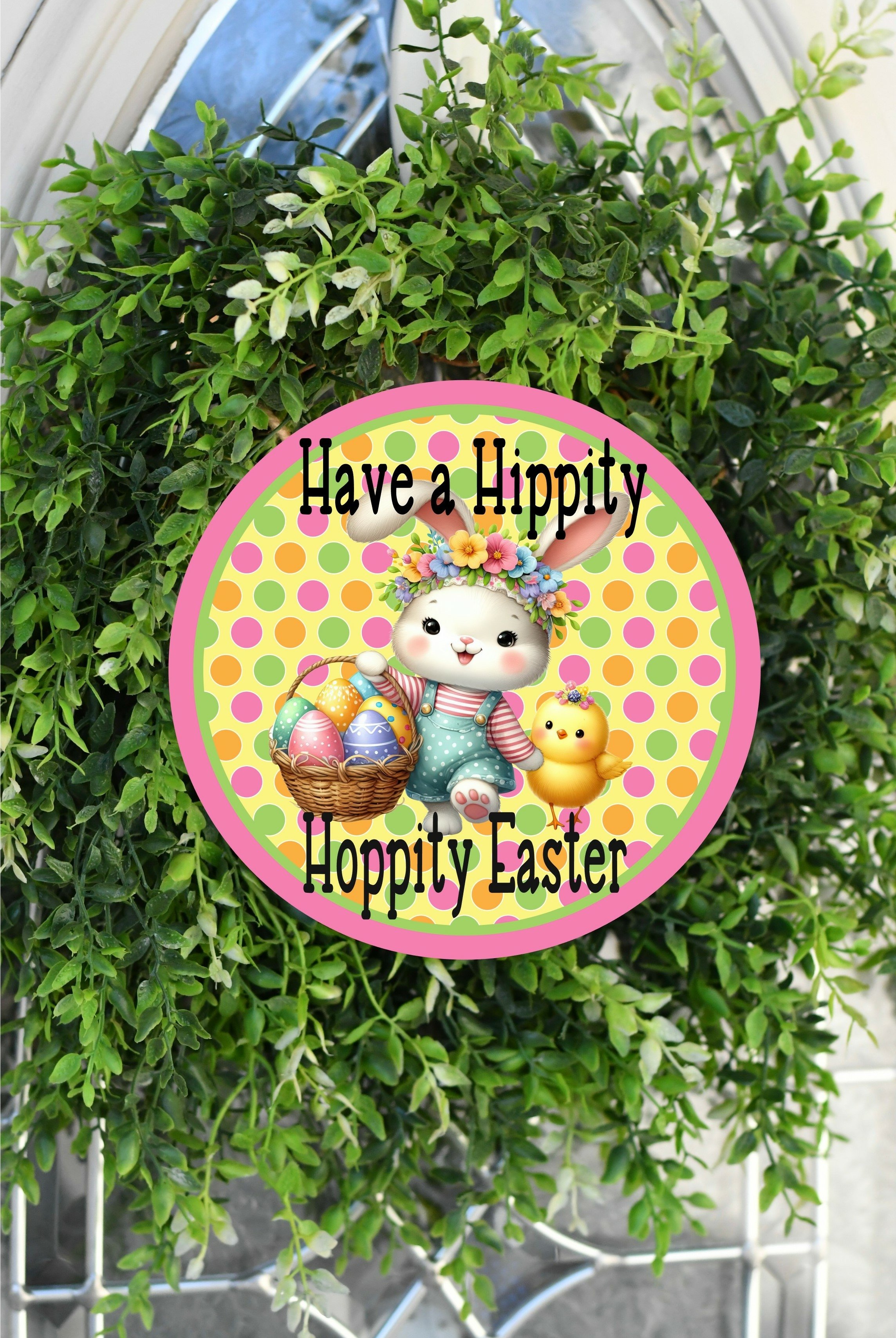 Bunny Kisses And Easter Wishes, Door Sign, Sublimation PNG