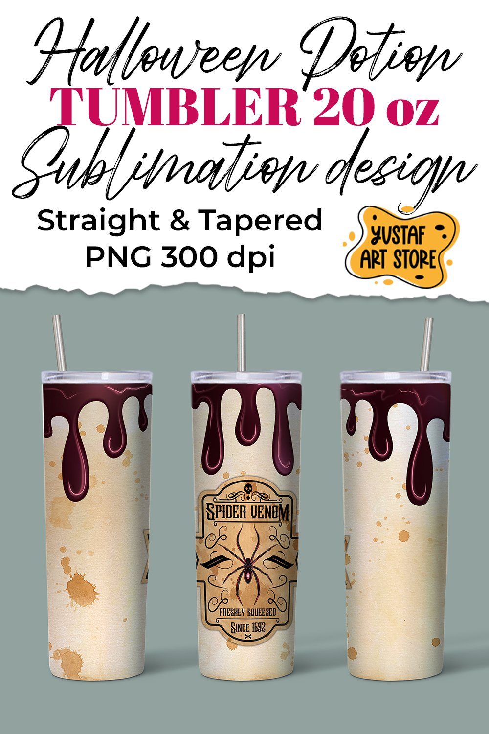 Halloween tumbler sublimation. Spider Venom Label design