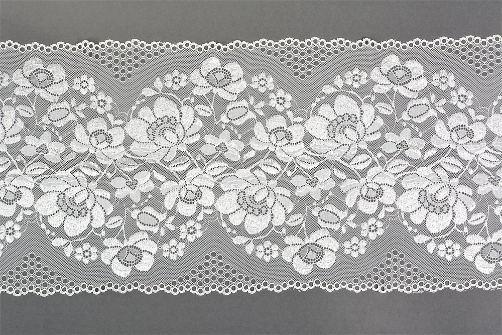 white straight strip of lace fabric. Texture for web