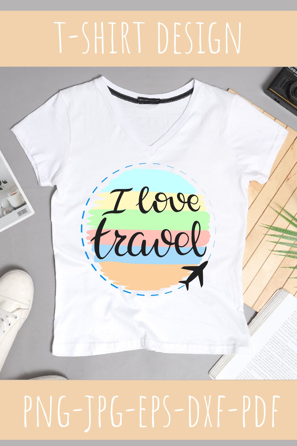I love travel. Sublimation design PNG. Rainbow Travel