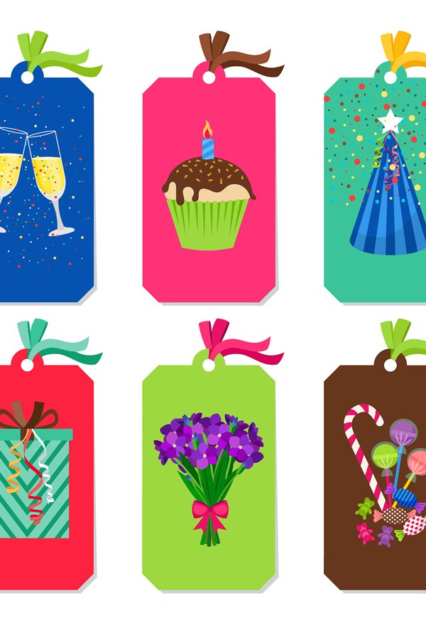 Party colorful tags set